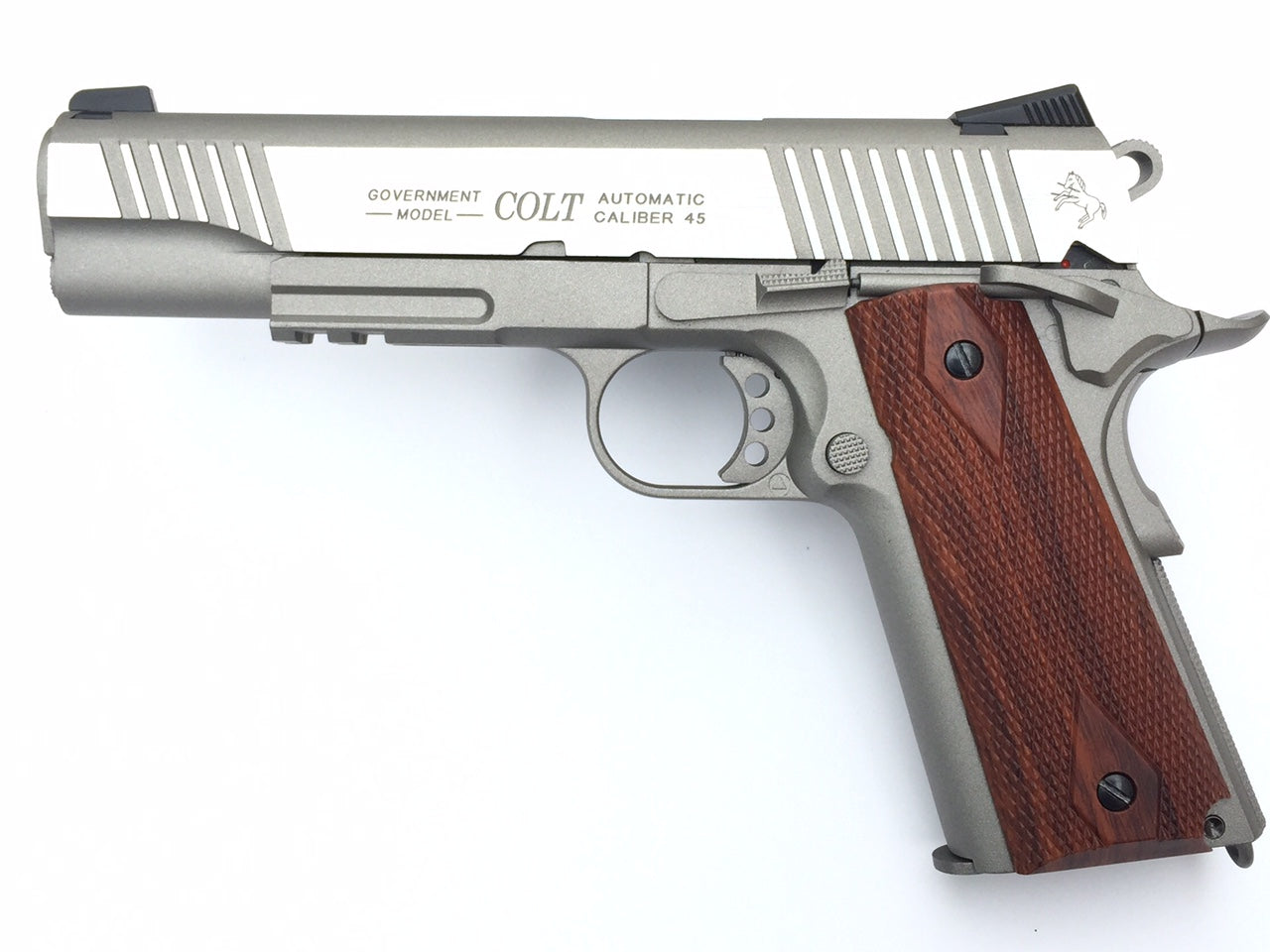 Cybergun COLT 1911 Rail Gun Stainless GBB Pistol Co2 Mag Version ...