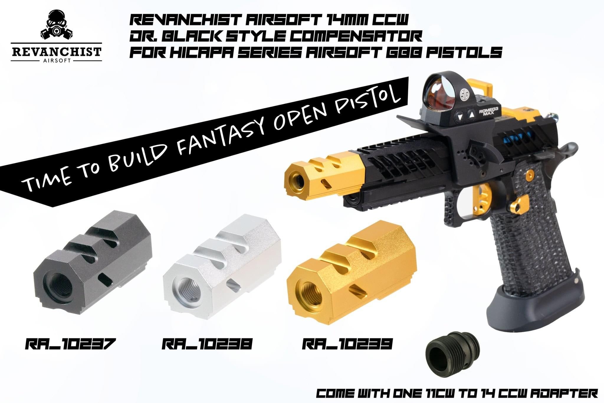 Revanchist 14mm CCW Dr.Black Style Compensator For Hi-Capa GBBP Series ...