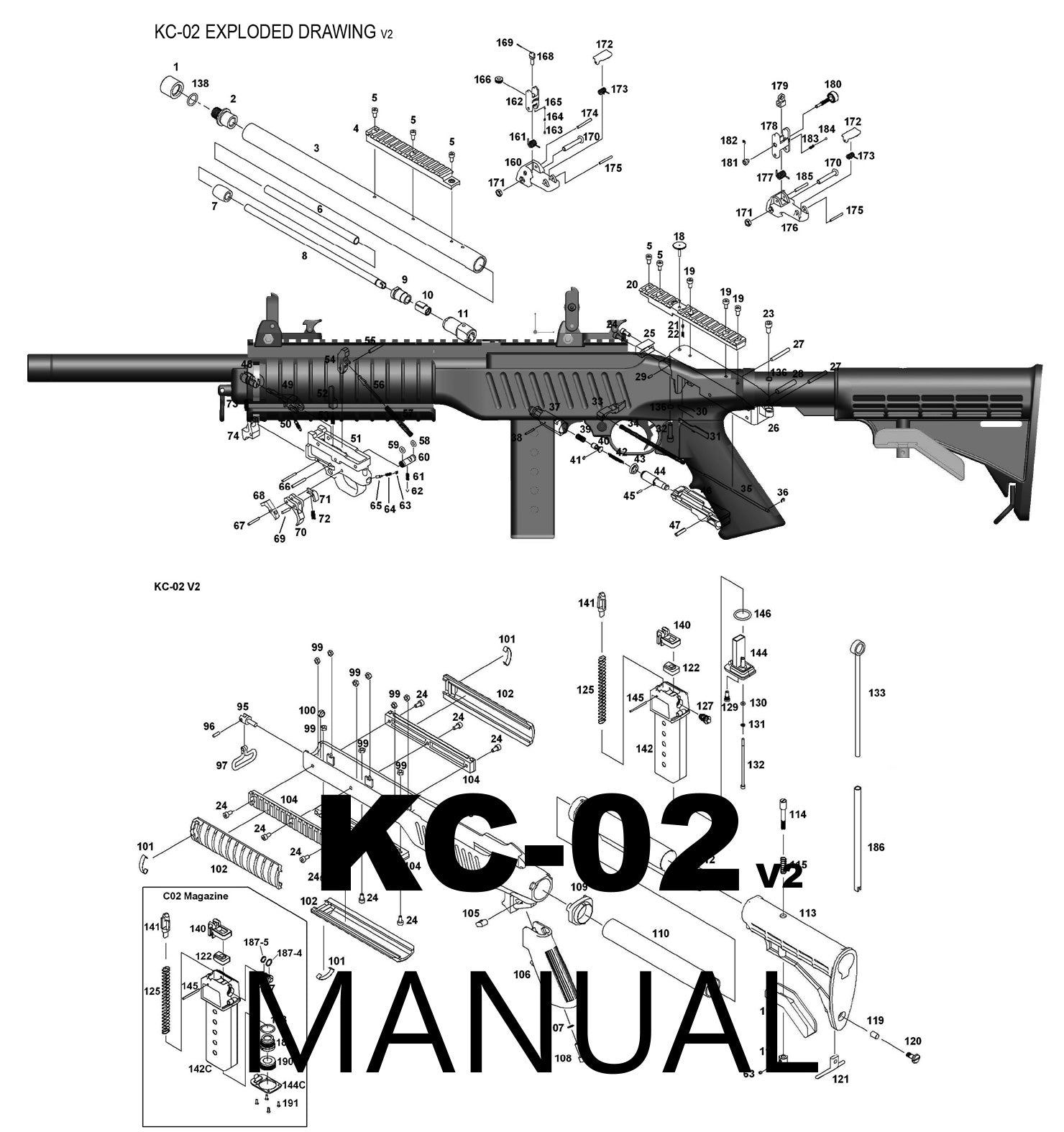 KJ KC-02 GBBR Explosion Parts ( KC02 Original ) - #129 S MAG KC02 Char ...