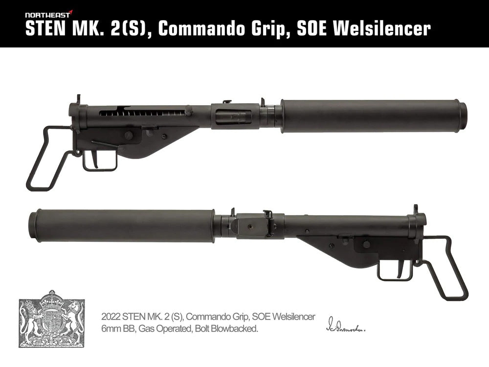 Northeast STEN MK2(S) SOE GBB Airsoft / SOE , Welsilencer , Commando G ...