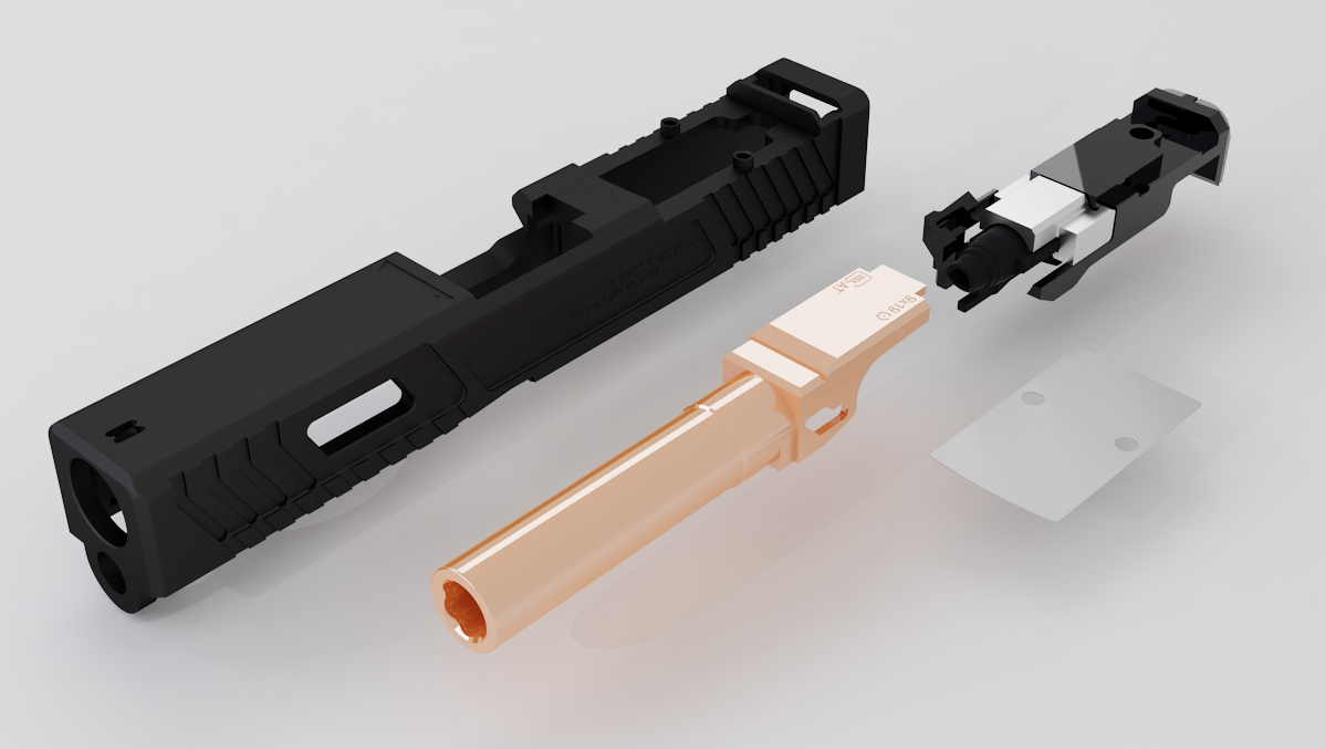 Volante Airsoft T Style G19 RMR Slide Set for Marui TM G Series 19 Mod ...